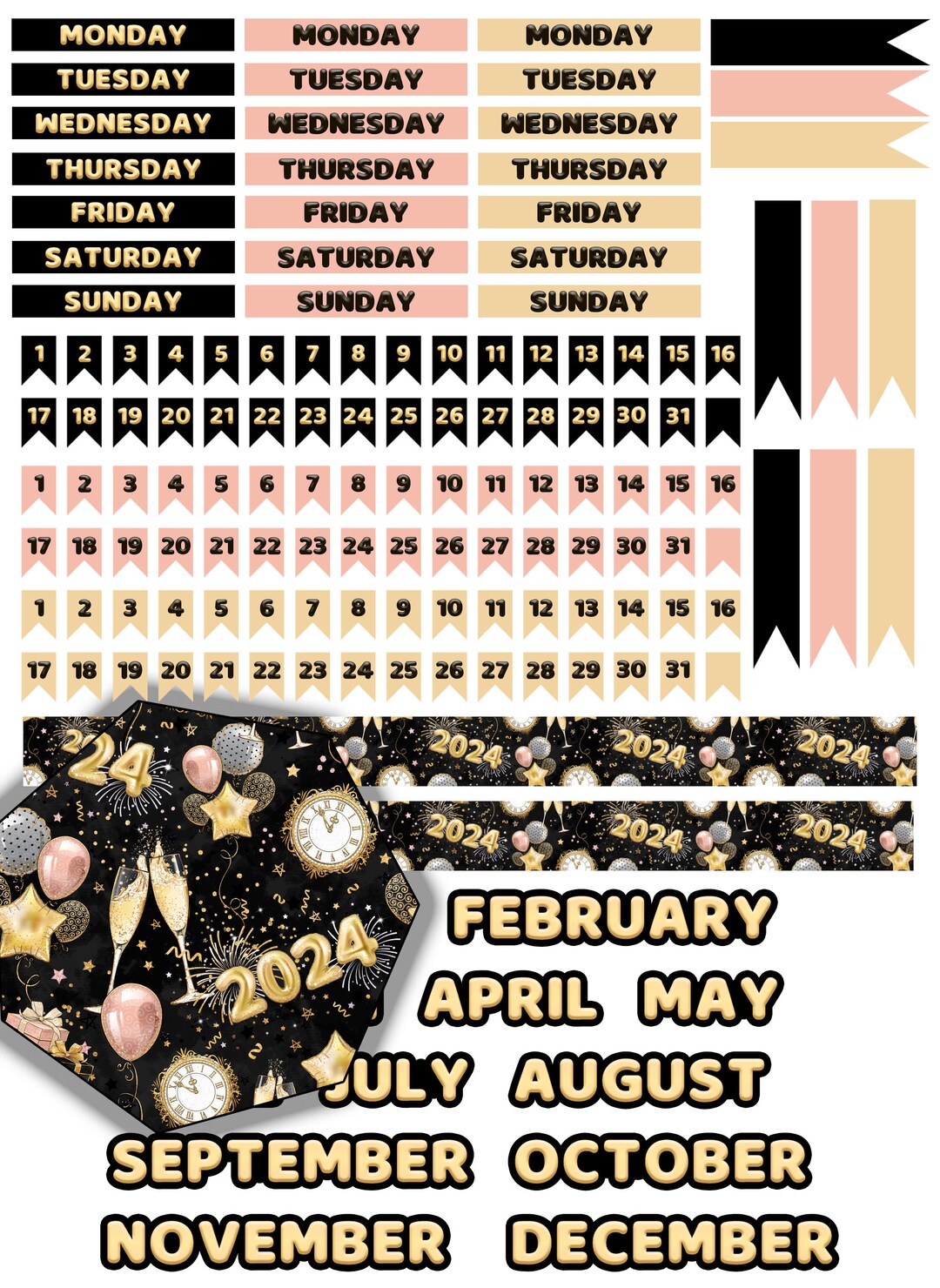 New Year 2024 | MONTHLY Passion Planner Printable Planner Stickers ...