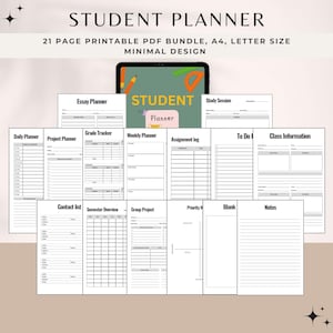 Printable Student Planner Bundle College School Planner Academic ...