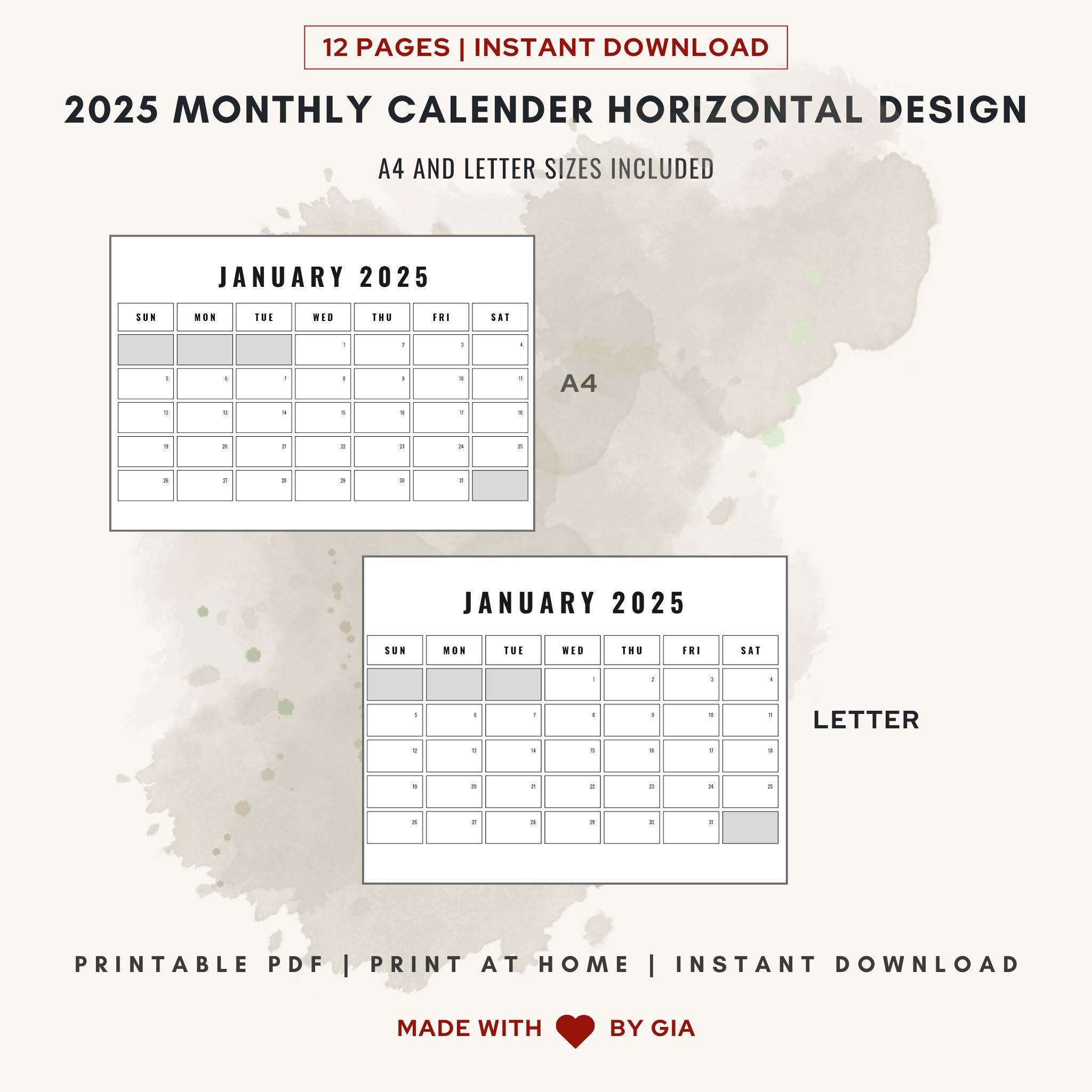 Printable Calendar 2025 | Minimalist iPad Planner | A4 | Letter Size ...