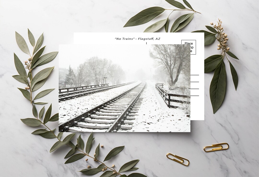 Downtown Flagstaff Arizona Snowy Train Tracks 4x6 Photo Postcard ...