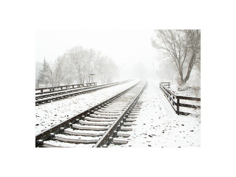 Snowy Train Tracks Fine Art Wall Print Downtown Flagstaff - Etsy
