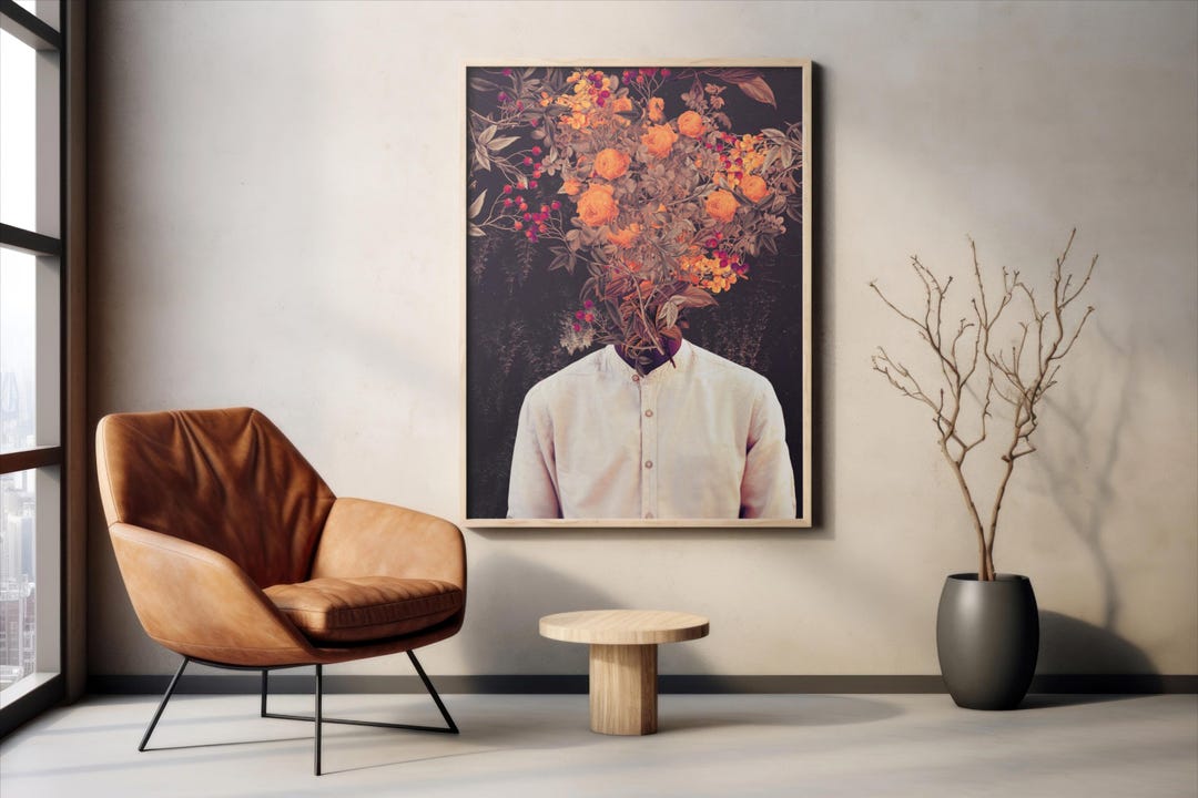 Bloom - [flower Head Collage Art, Surreal Floral Portrait, Retro ...