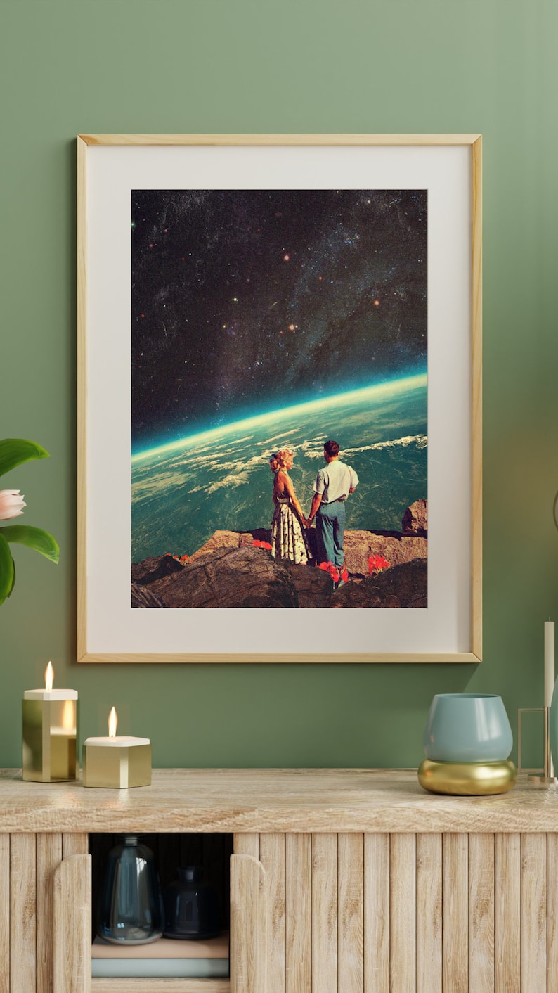 Love surreal Art Print Space Collage Art Retro Inspired - Etsy