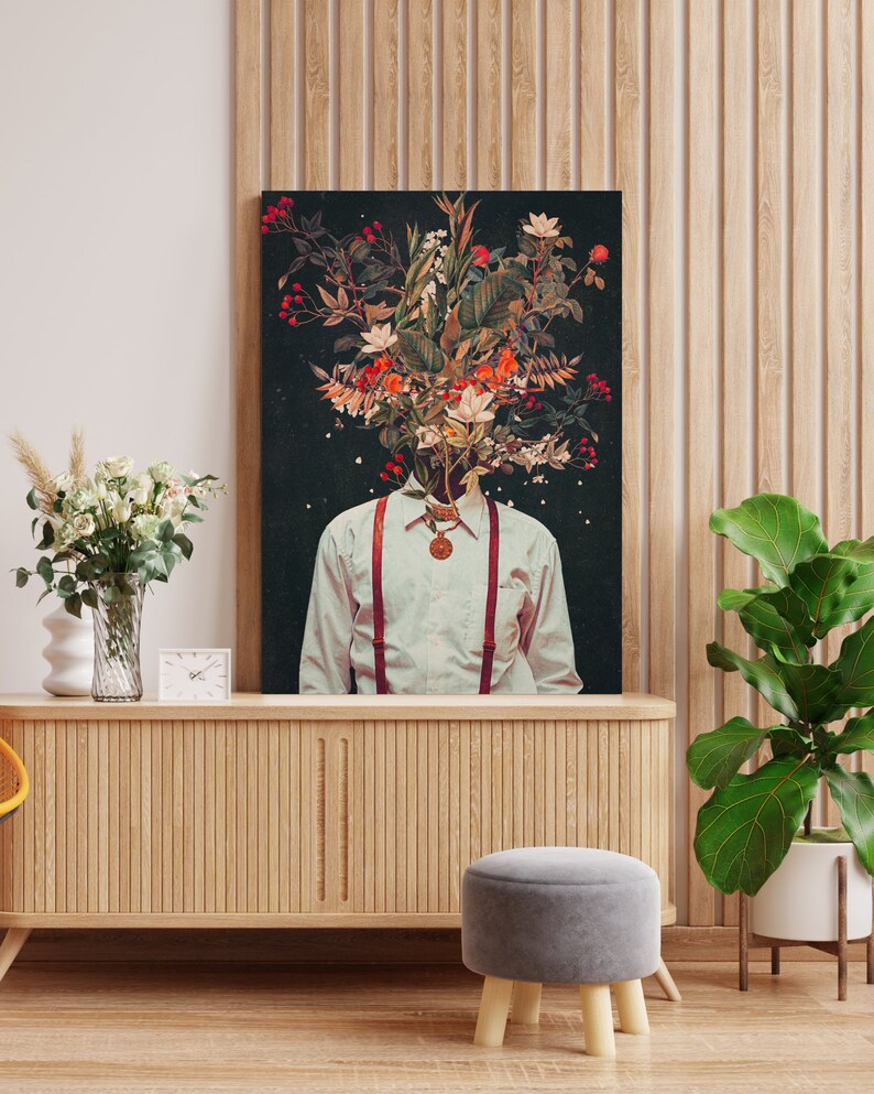 Foliage flower Head Art Print Elegant Floral Portrait - Etsy