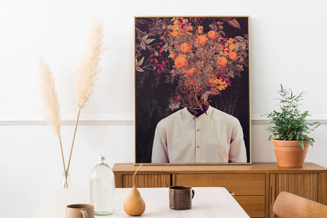Bloom - [flower Head Collage Art, Surreal Floral Portrait, Retro ...