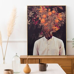 Bloom - [flower Head Collage Art, Surreal Floral Portrait, Retro ...