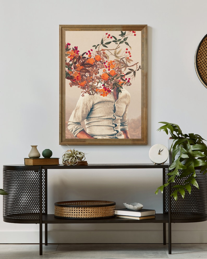 Roots Bright Art Print - [flower Head Art Print, Elegant Autumn Floral ...