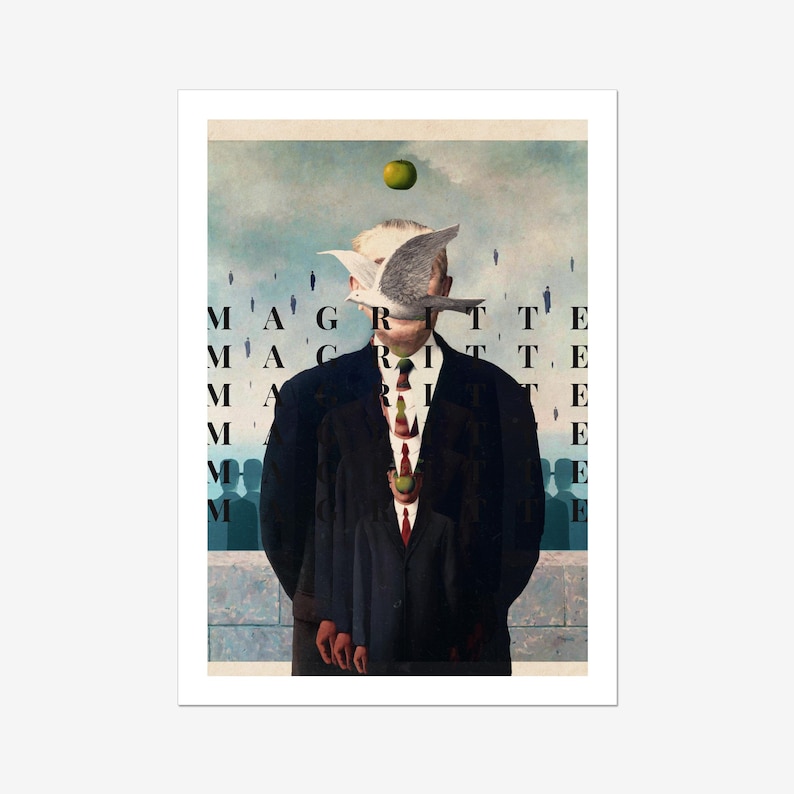 Rene Magritte Surreal Portrait Art Print: Contemporary Collage - Etsy