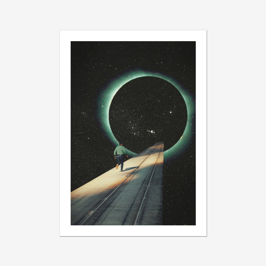 Escaping Into the Void space Collage Art Print Retro - Etsy