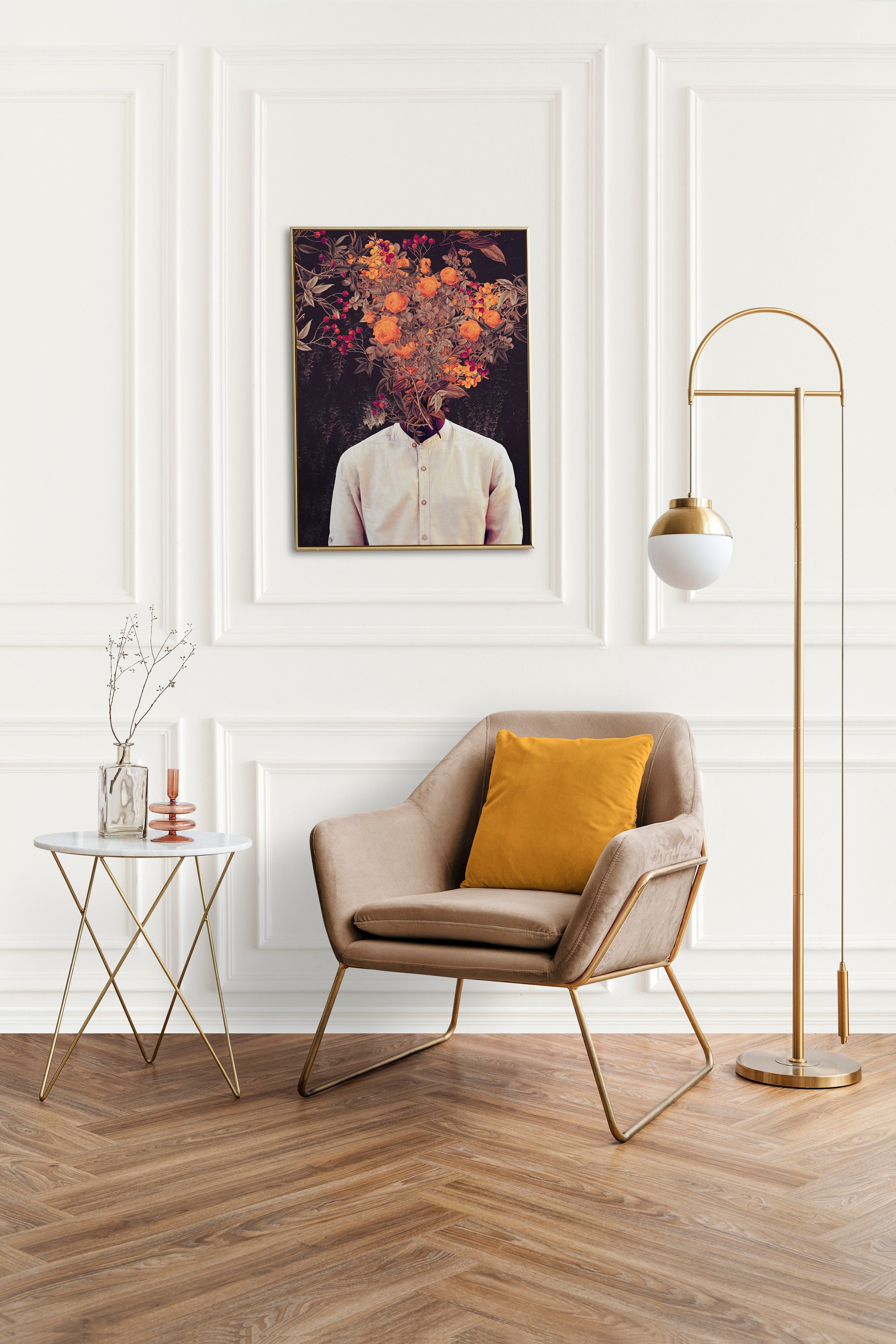 Bloom - [flower Head Collage Art, Surreal Floral Portrait, Retro ...