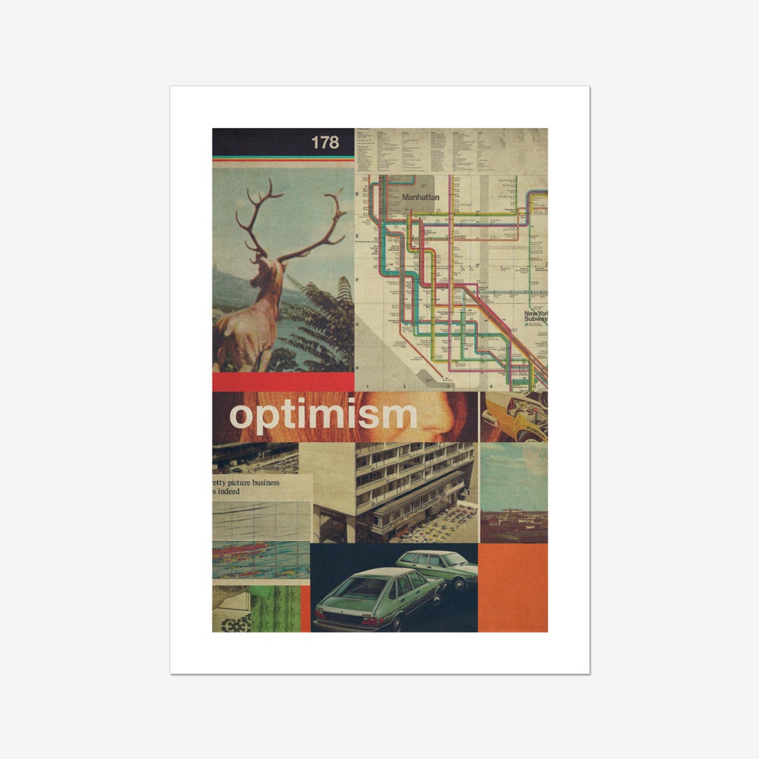 Optimism Art Print surrreal Collage Art, Retro Vibes Art Print, Frank ...