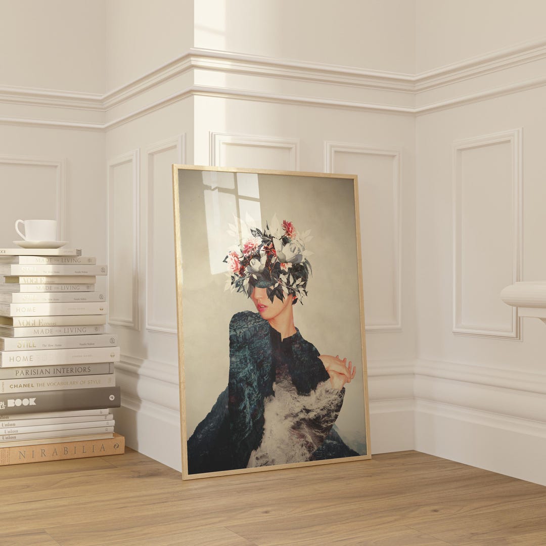 Kumiko - [flower Head Art Print, Elegant Floral Portrait, Retropop ...