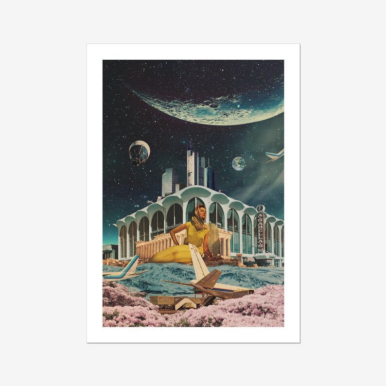 A Postcard From Year 2345 collage Art Print Retro Space - Etsy