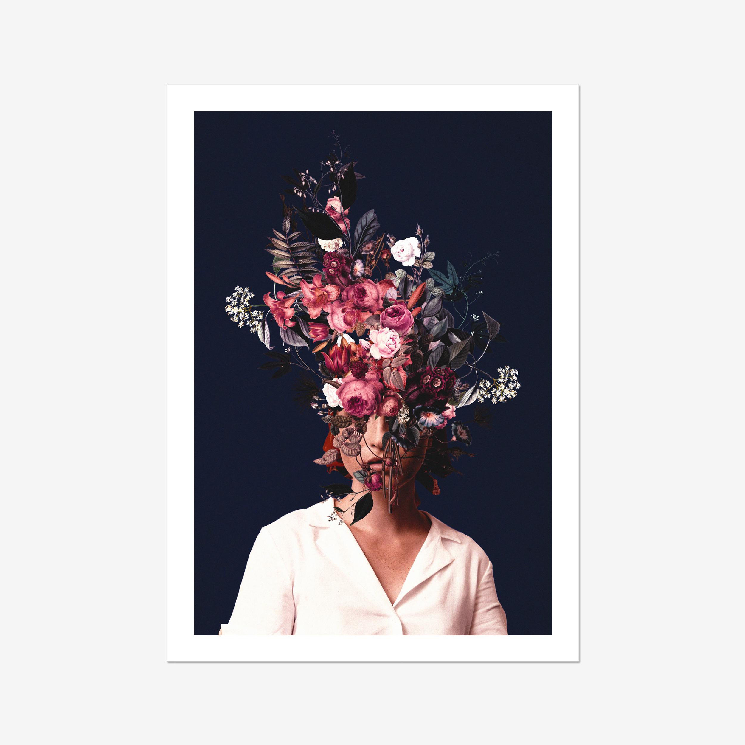 Rose Memoir Art Print - [flower Head Portrait Collage Art, Retro ...