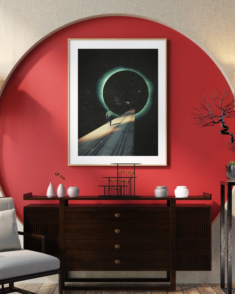 Escaping Into the Void space Collage Art Print Retro - Etsy
