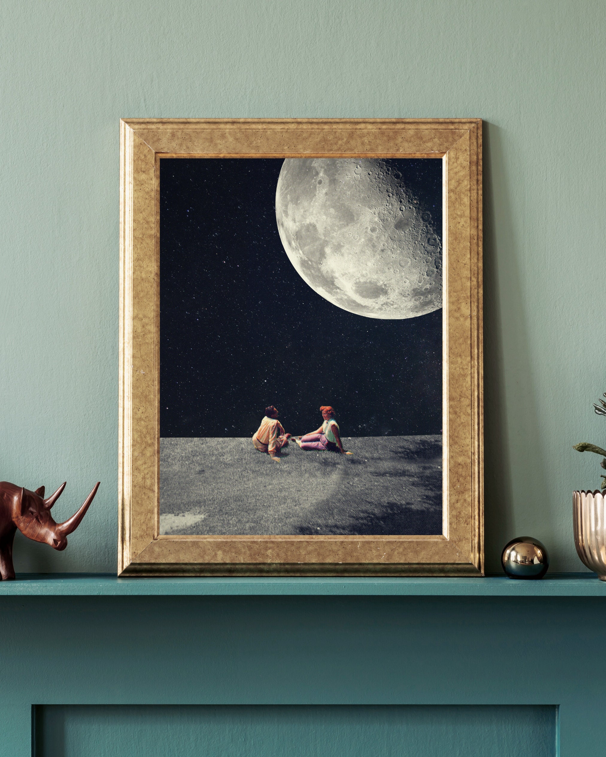 I Gave You the Moon for a Smile Art Print collage, Art, Retro, Space ...