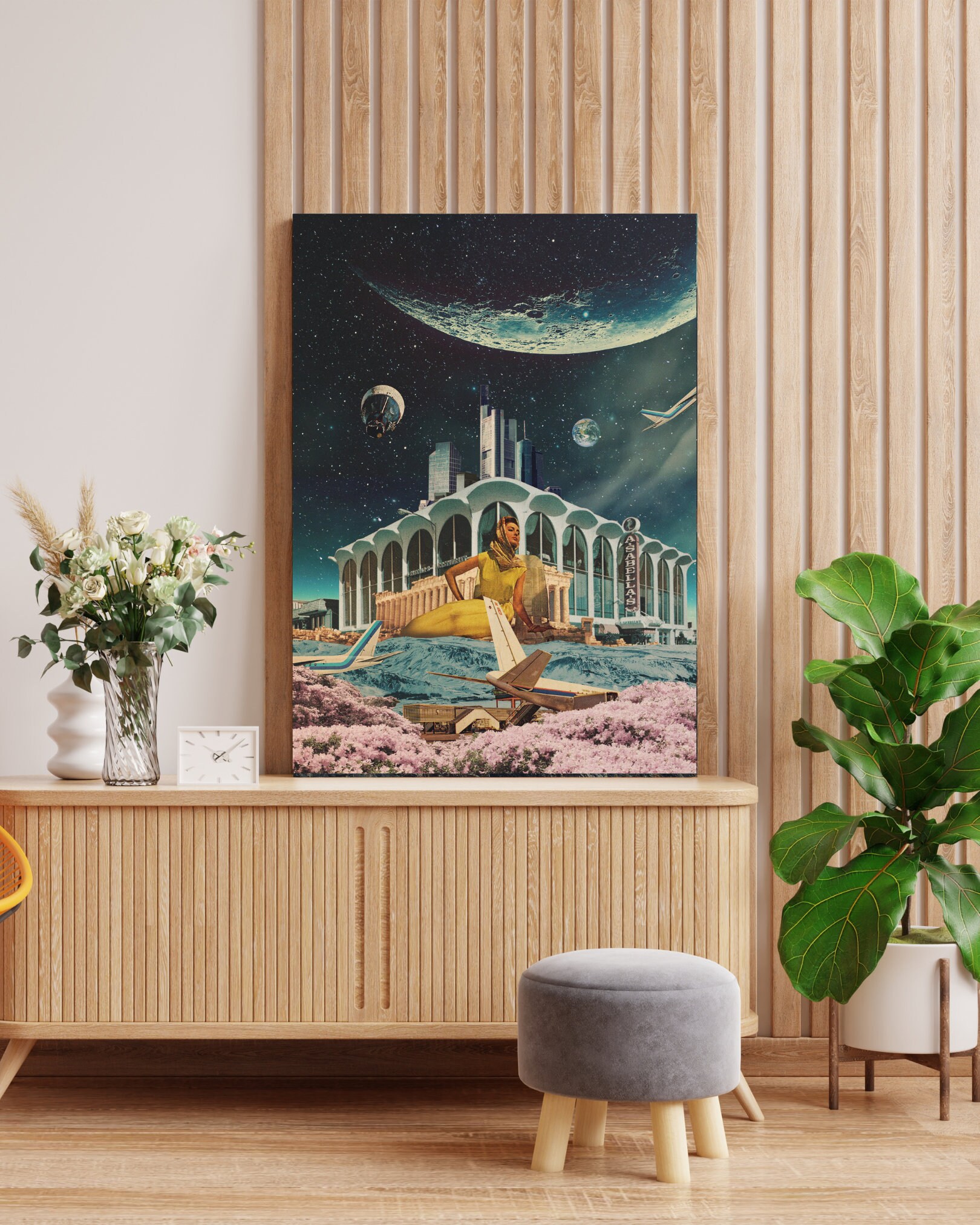 A Postcard From Year 2345 collage Art Print Retro Space - Etsy