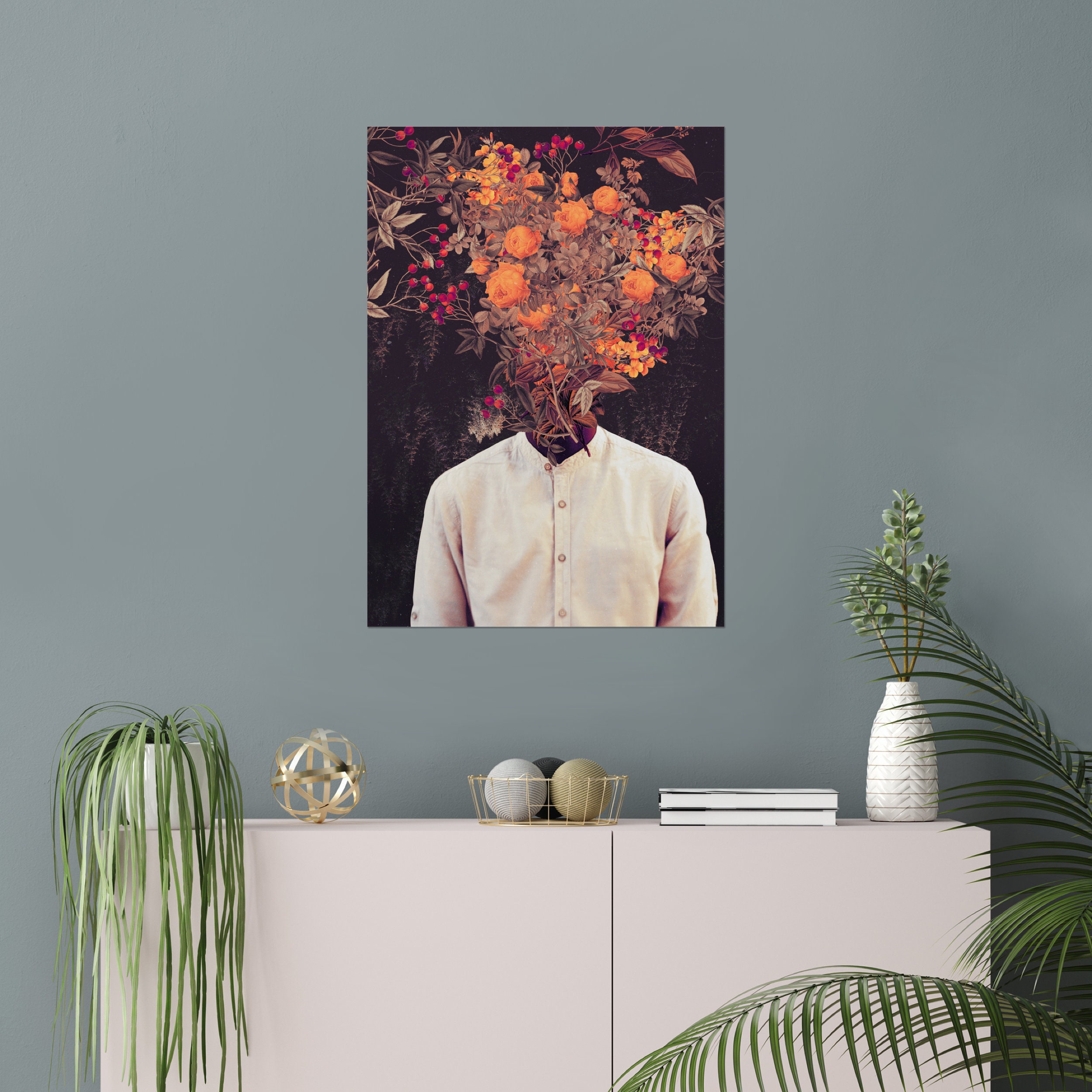 Bloom flower Head Collage Art Surreal Floral Portrait - Etsy