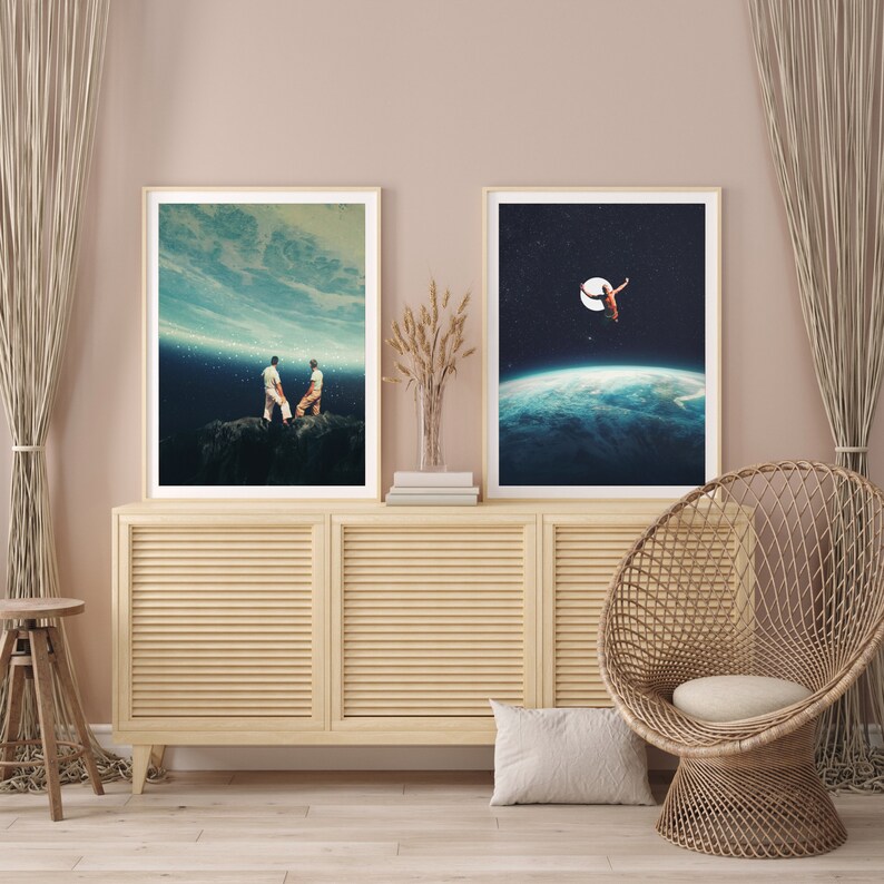 The Earth Was Crying and We Were There Print collage, Art, Retro, Space ...