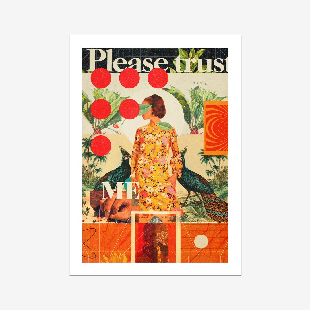 Please Trust Me Print surreal Collage Art,elegant Wall Decor, Retro Art ...