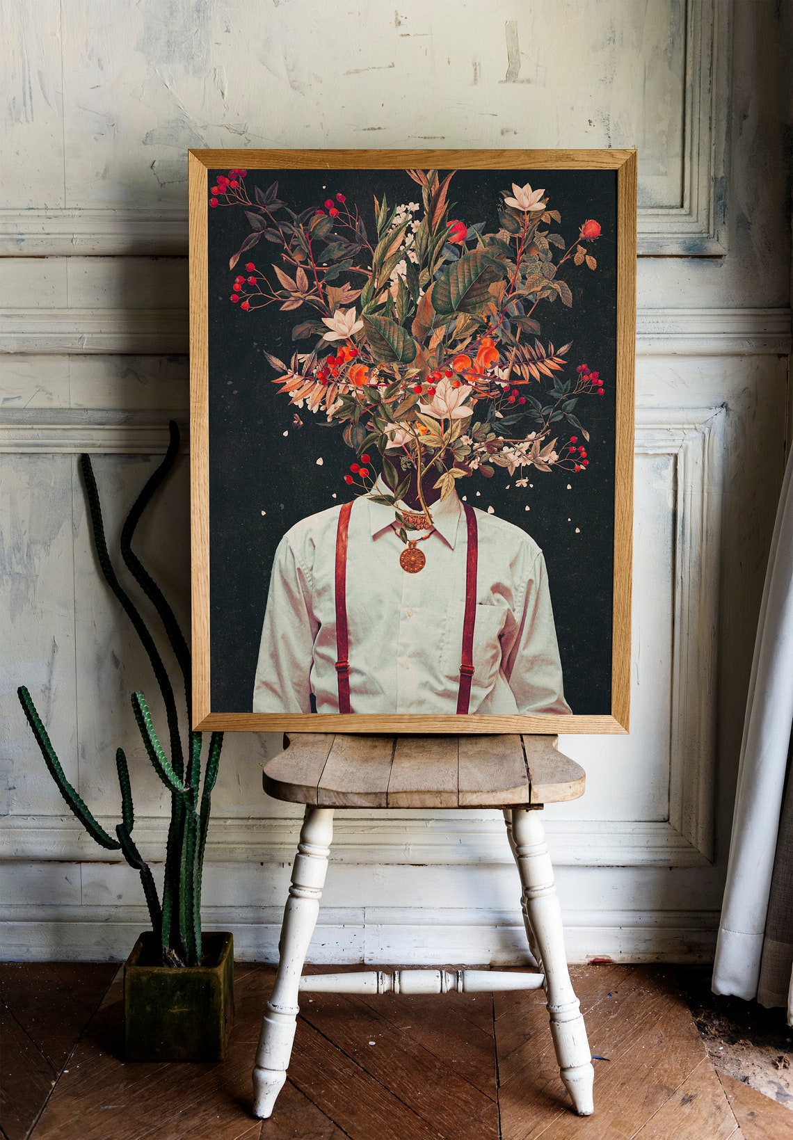 Foliage flower Head Art Print Elegant Floral Portrait - Etsy