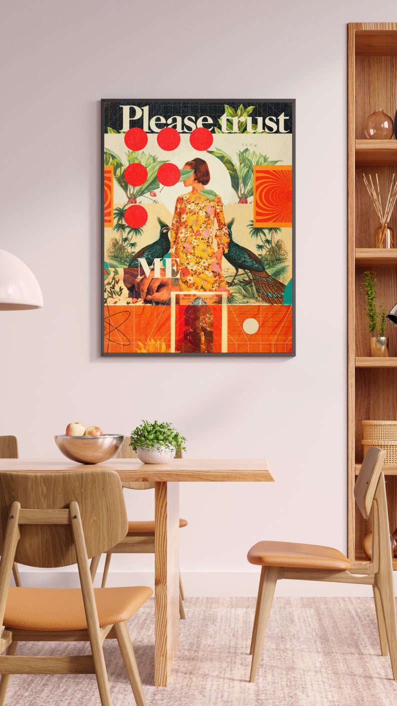 Please Trust Me Print surreal Collage Art,elegant Wall Decor, Retro Art ...