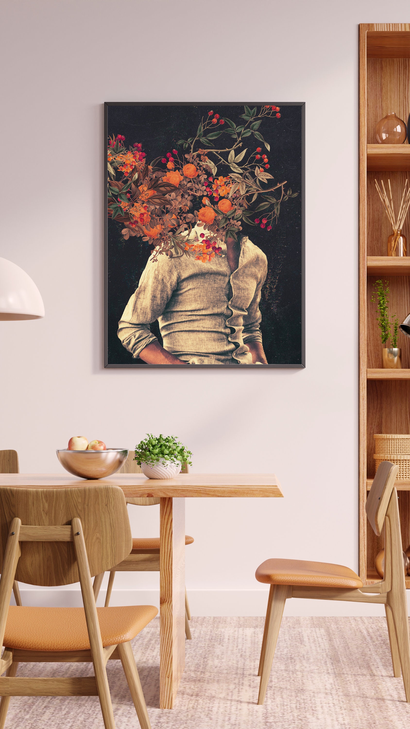 Roots flower Head Art Print Elegant Floral Portrait - Etsy