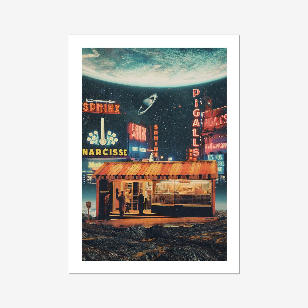 A Postcard From Year 2347 collage, Art Print, Retro, Space, Futuristic ...
