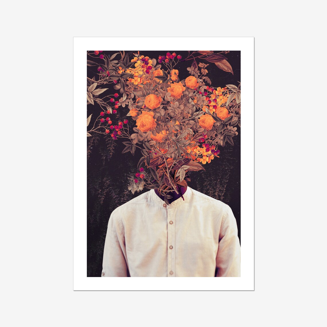 Bloom - [flower Head Collage Art, Surreal Floral Portrait, Retro ...