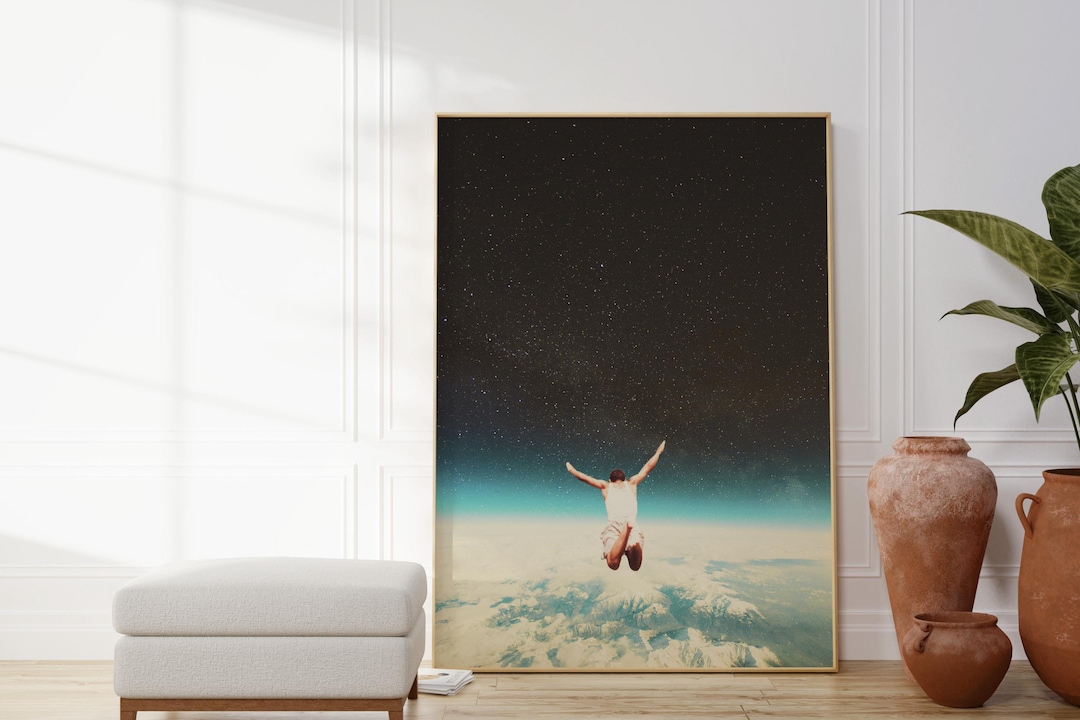 Falling With A Hidden Smile Art Print - [collage, Art, Retro, Space ...