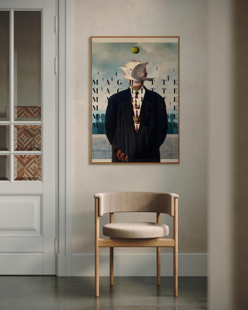 Rene Magritte Surreal Portrait Art Print: Contemporary Collage - Etsy