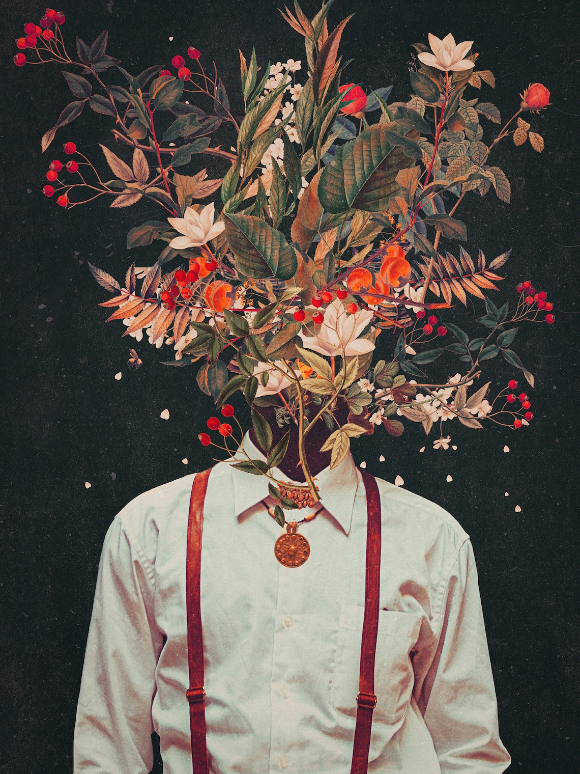 Foliage flower Head Art Print Elegant Floral Portrait - Etsy