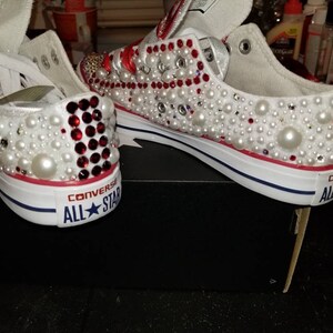Custom Red/white Bling Shoes - Etsy