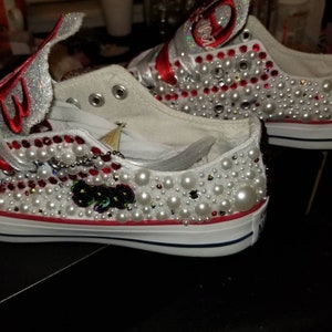 Custom Red/white Bling Shoes - Etsy