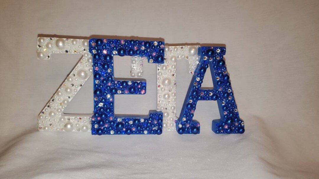 Custom Blue/white Bling Wood Letters - Etsy