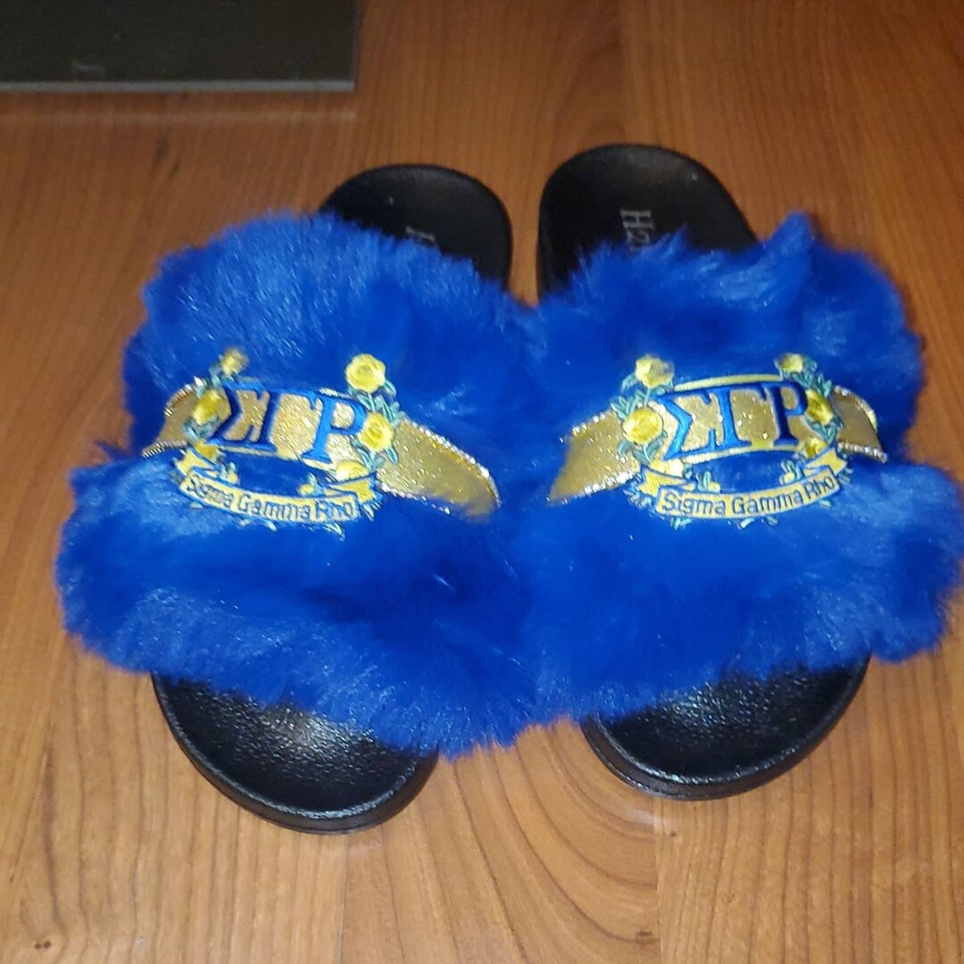 Custom Blue/gold Slides - Etsy