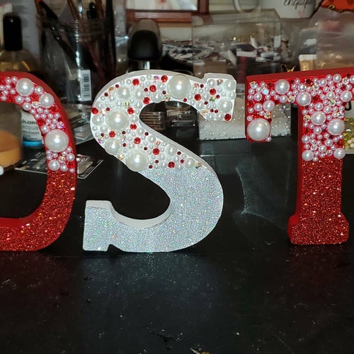 Custom Red/white Wood Letters - Etsy