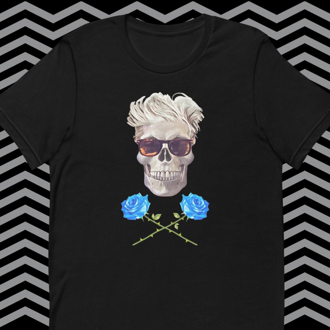 David Lynch Skull & Blue Roses - Etsy