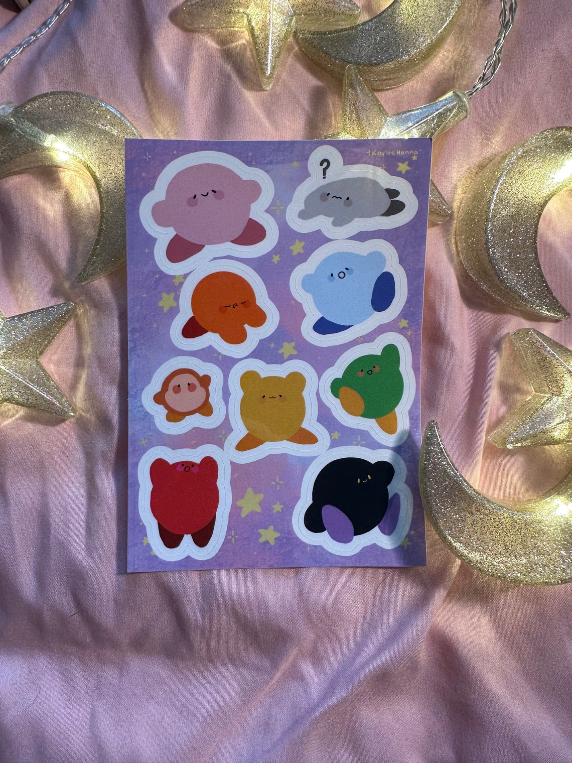 Rainbow Kirby Sticker Sheet - Etsy