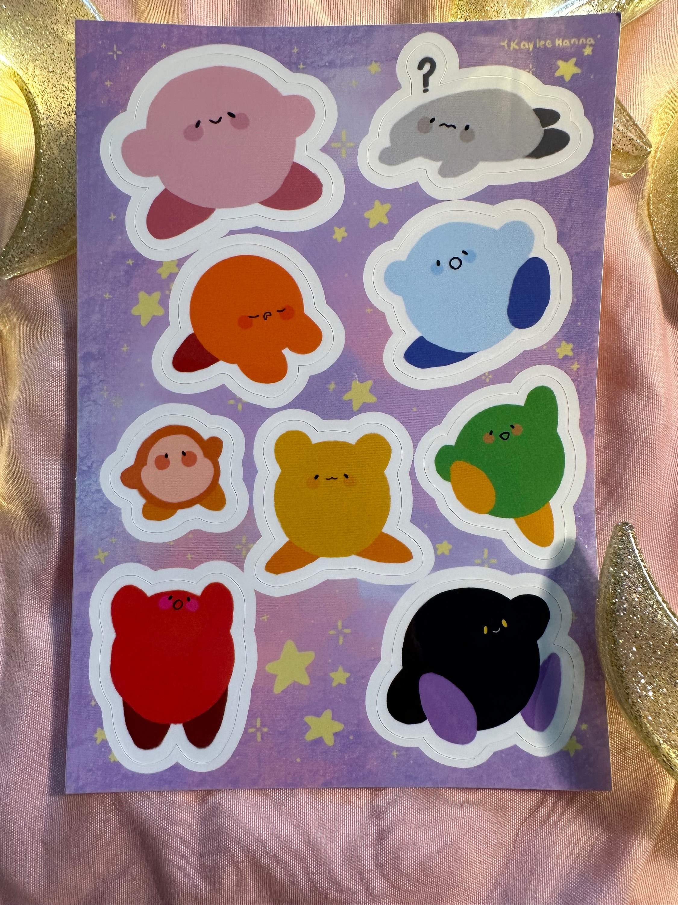 Rainbow Kirby Sticker Sheet - Etsy