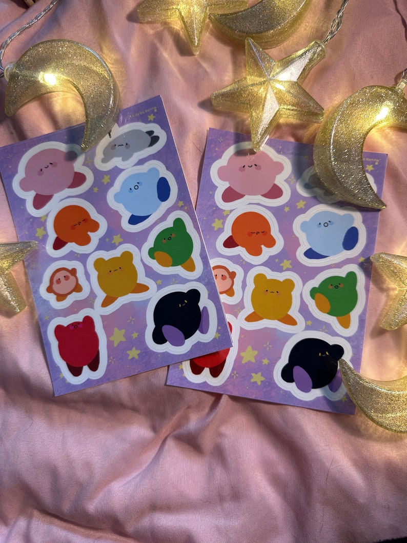 Rainbow Kirby Sticker Sheet - Etsy