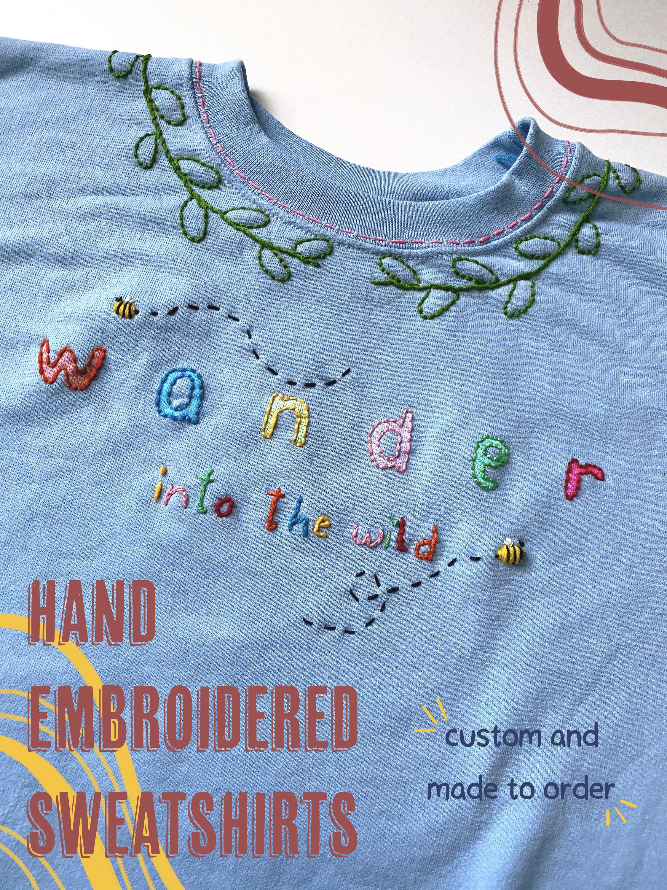 Hand Embroidered Sweatshirts - Etsy