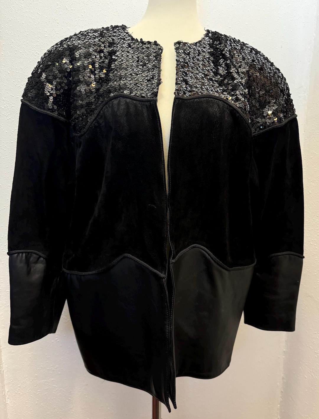 Vintage Leather Suede Sequins Jacket by Positano Pelle Size Medium - Etsy