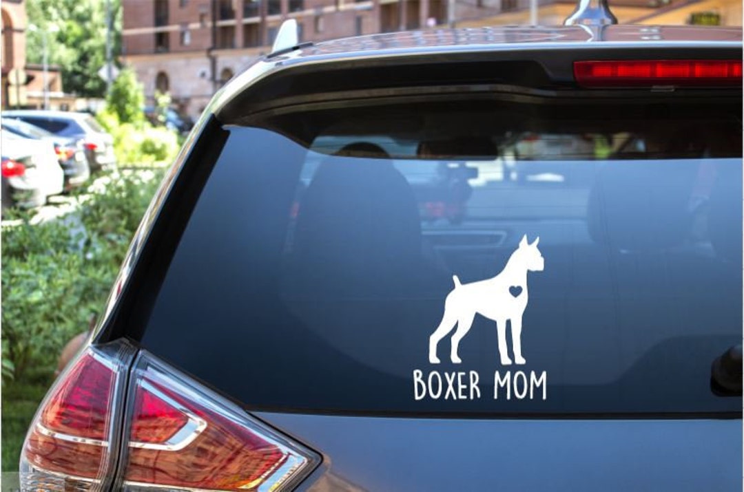 Boxer Mom Window Decal- Boxer Dog- I Love My Dog- Boxer- Dog Mom Gift ...