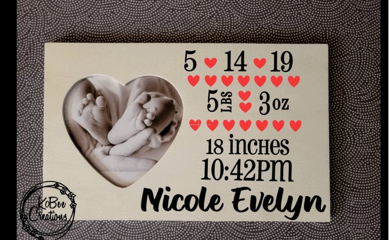 Personalized Birth Stats Wooden Frame Newborn Gift - Etsy