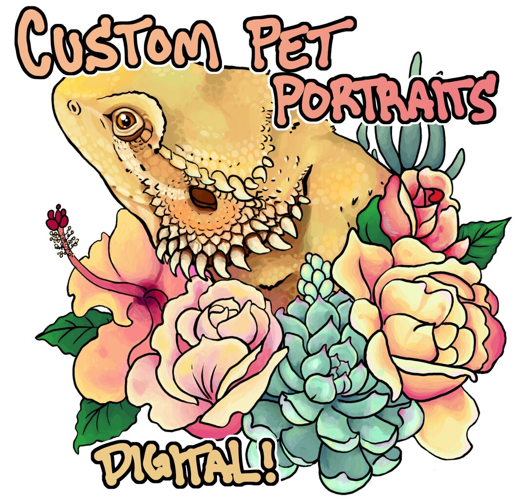 BUST Custom Pet Portrait Digital Animal Art Illustration Drawing - Etsy