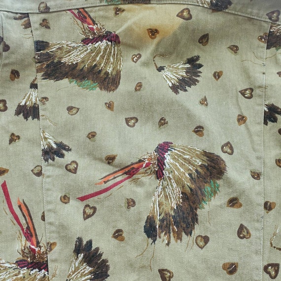 VTG 90s Denim Jacket Native American Warbonnets Patte… - Gem