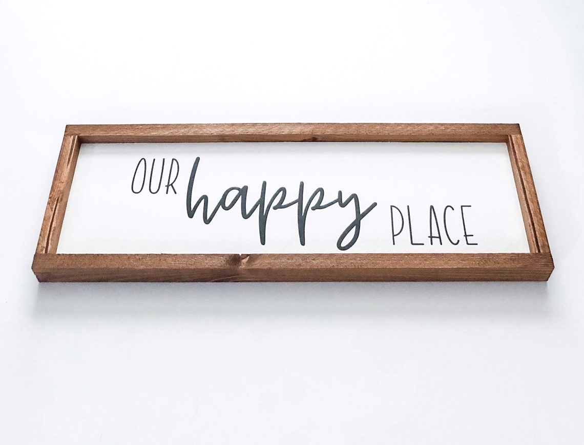 Our Happy Place Sign Framed Wooden Sign Home Decor Sign - Etsy