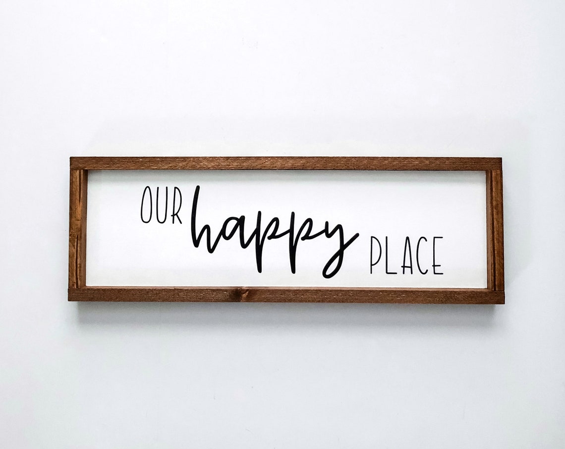 Our Happy Place Sign Framed Wooden Sign Home Decor Sign - Etsy