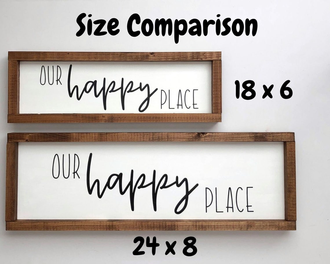 Our Happy Place Sign Framed Wooden Sign Home Decor Sign - Etsy